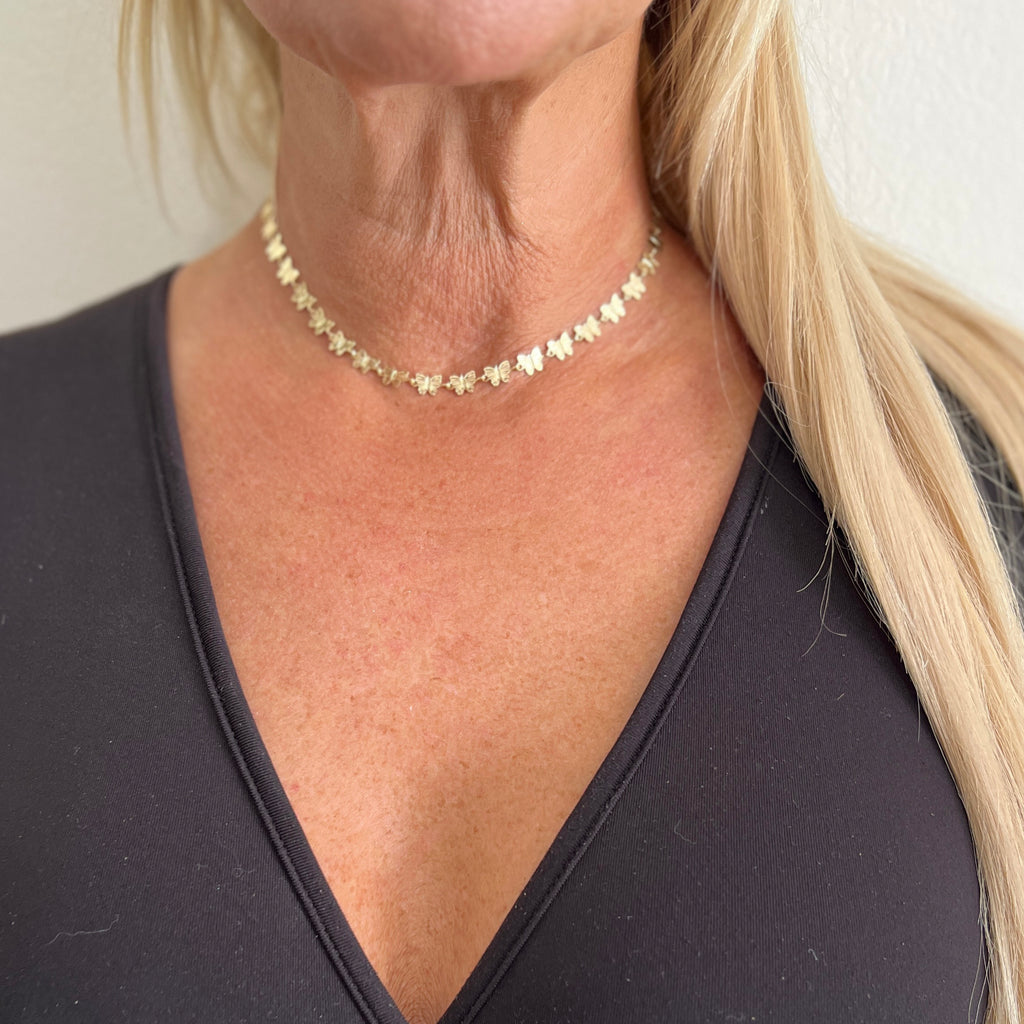 14K Gold-Plated Butterfly Choker Necklace | Jennifer Croll